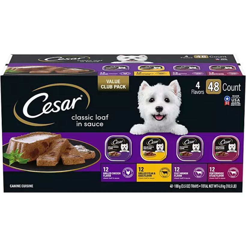 Cesar Variety Pack, Classic Loaf in Sauce Wet Dog Food, 3.5 oz., 48 ct ...