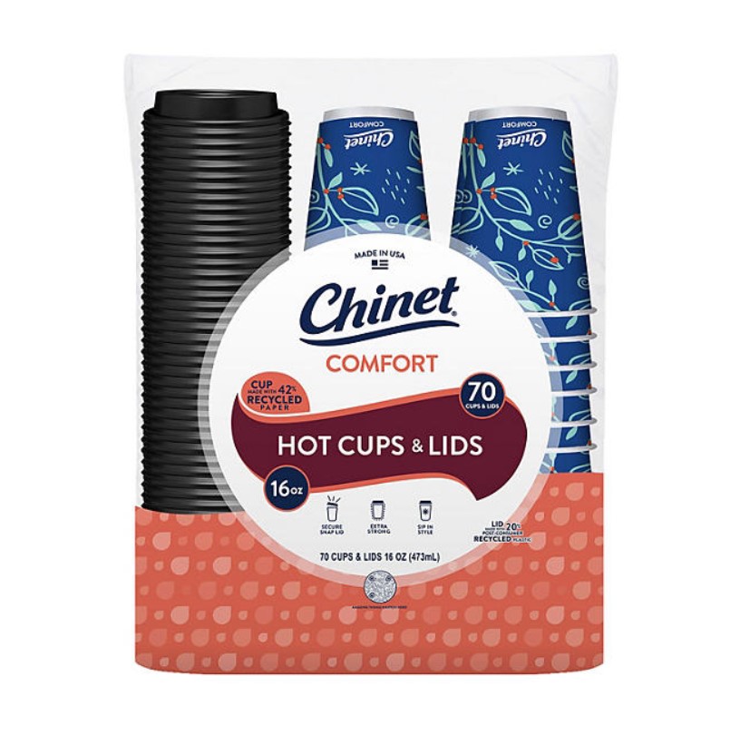 Chinet Comfort Cup and Lids, 16 oz. 70 ct. - Polestar Tools & Supply