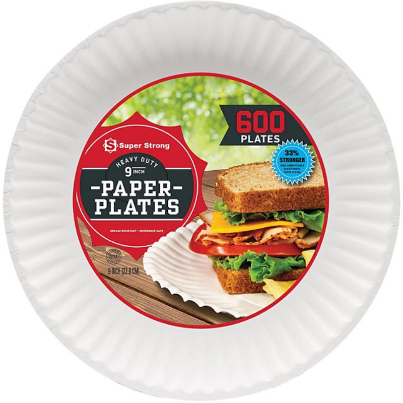 Super Strong Heavy-Duty Paper Plates, 9", 600 ct. - Polestar Tools & Supply