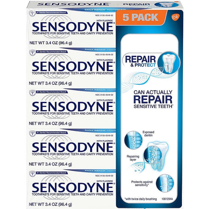 Sensodyne Repair & Protect Toothpaste for Sensitive Teeth (3.4 oz., 5 ...