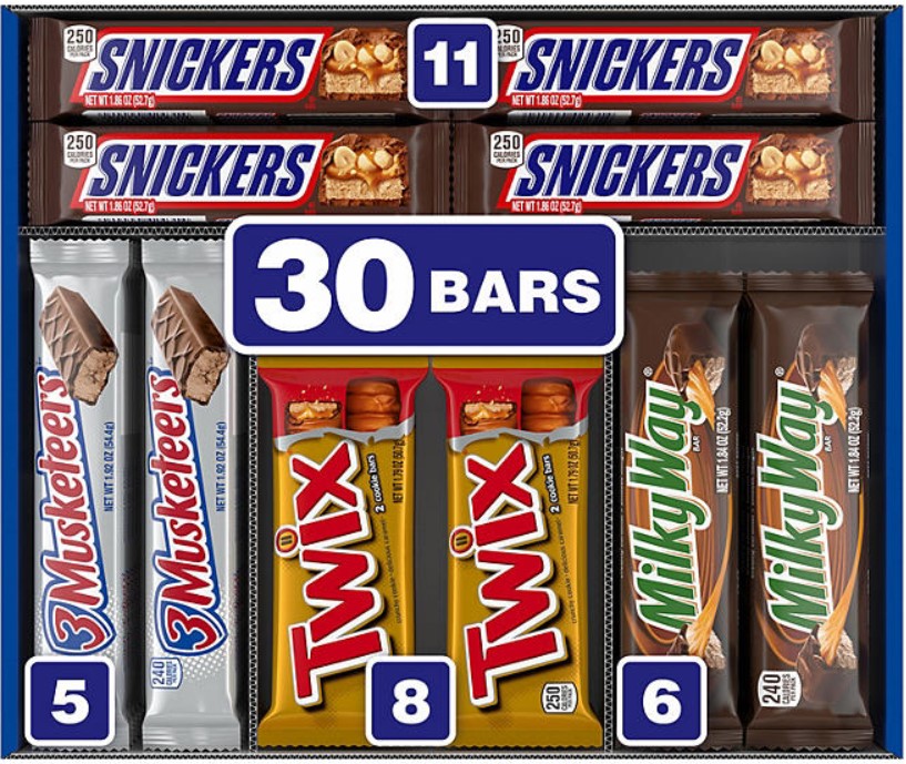 Milky Way Snickers Twix & More Full Size Bulk Chocolate Candy Bars (30 ...