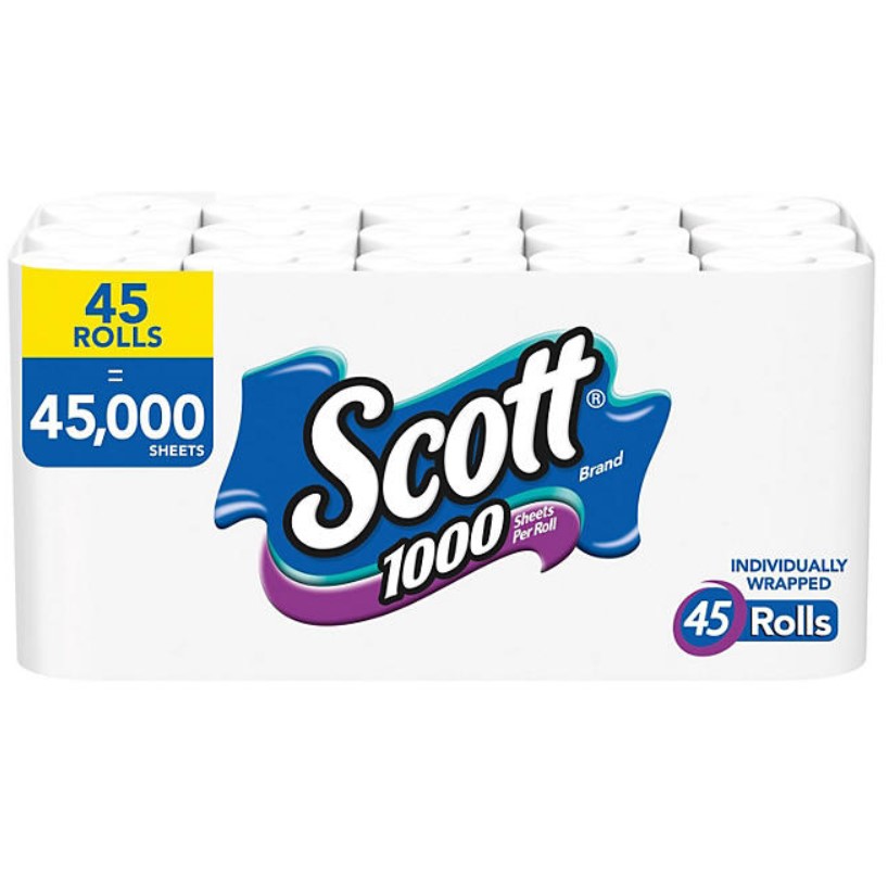 Scott 1000 Toilet Paper (1,000 sheets/roll, 45 toilet paper rolls ...