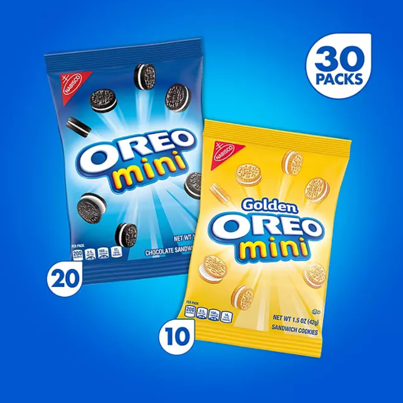OREO Mini Mix Sandwich Cookies Variety Pack, Snack Packs (30 pk ...